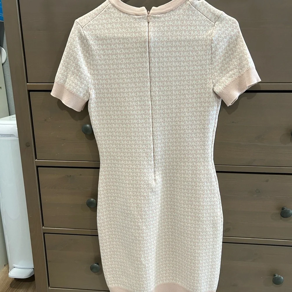 Michael Kors | Dresses | Michael Kors Blush Pink Mk Monogram Logo Knit ...